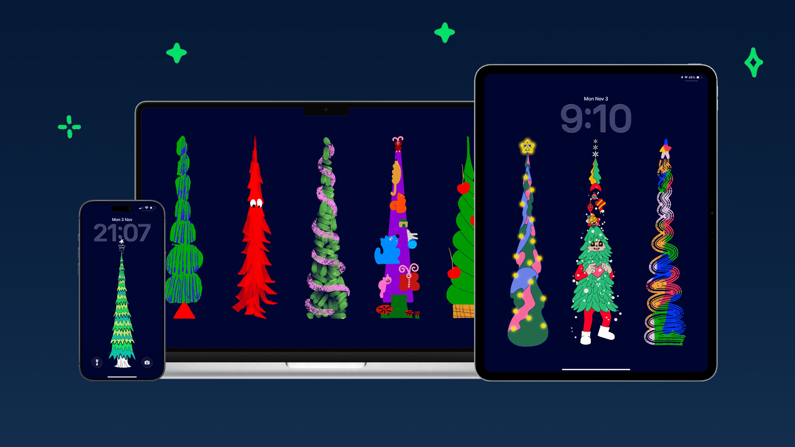 Apple Christmas Trees Wallpaper